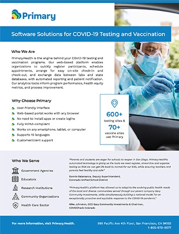 Primary.Health – Software Solutions for COVID-19